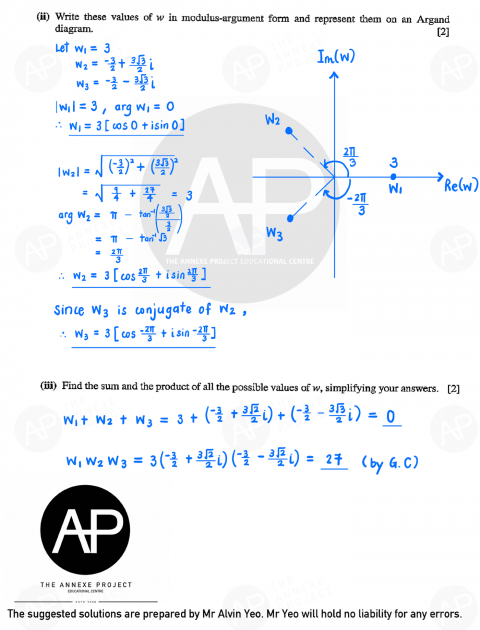 2018 GCE A LEVEL H2 MATHEMATICS PAPER 2 SOLUTION - The Annexe Project