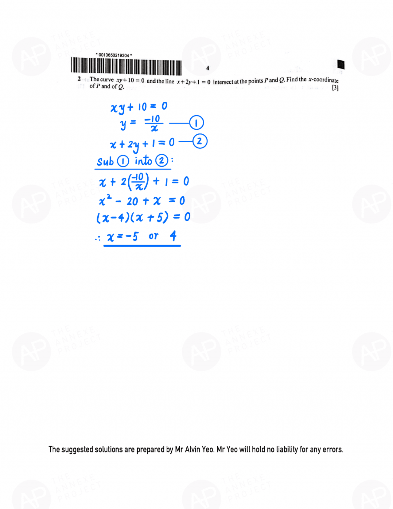 2021 GCE O-LEVEL A MATH PAPER 1 SOLUTION - The Annexe Project