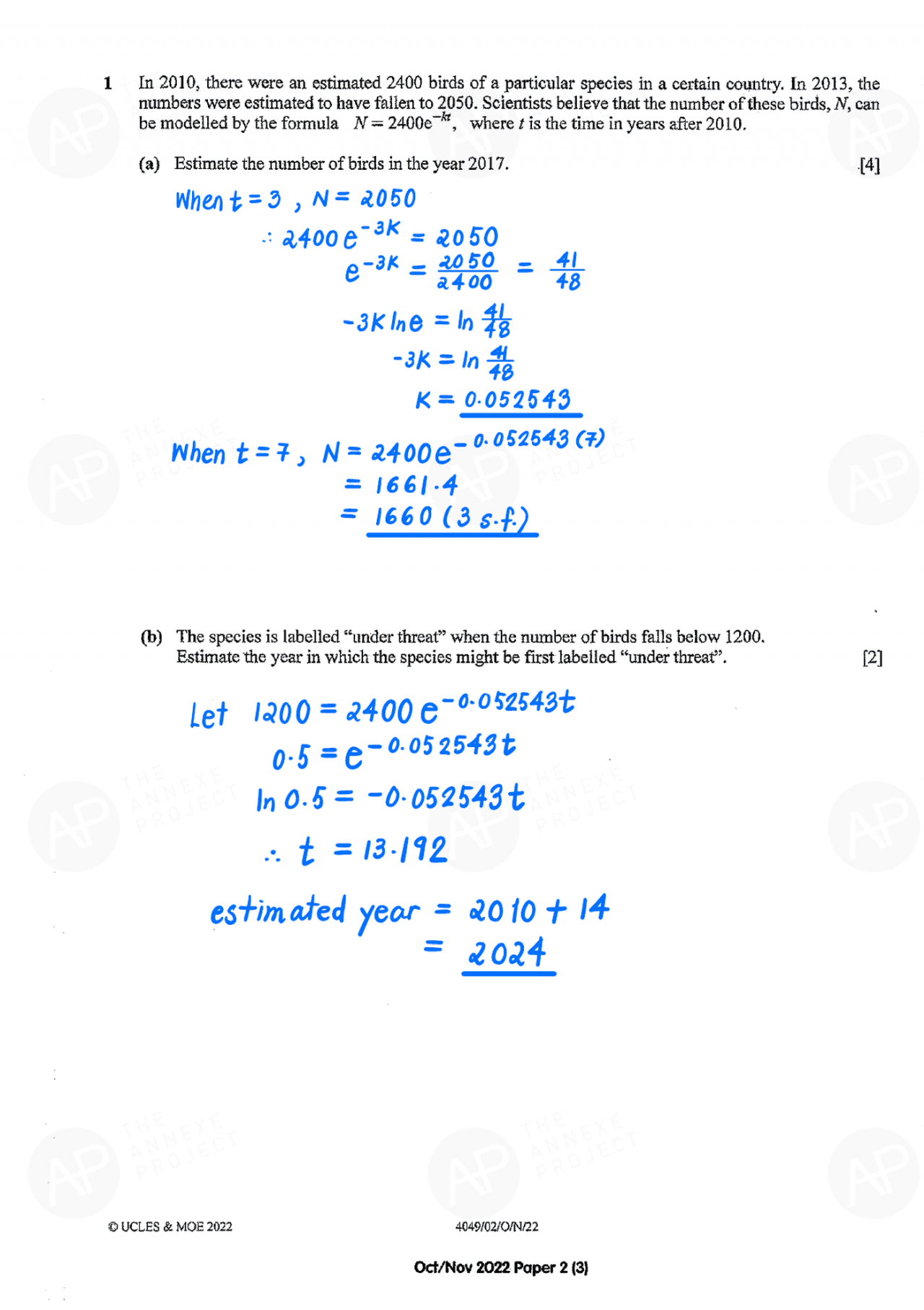 2022 GCE O LEVEL A MATH PAPER 2 SOLUTION - The Annexe Project