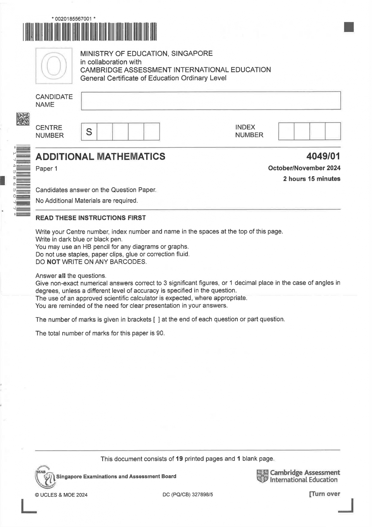2024 GCE O LEVEL A MATH PAPER 1 SOLUTION - The Annexe Project