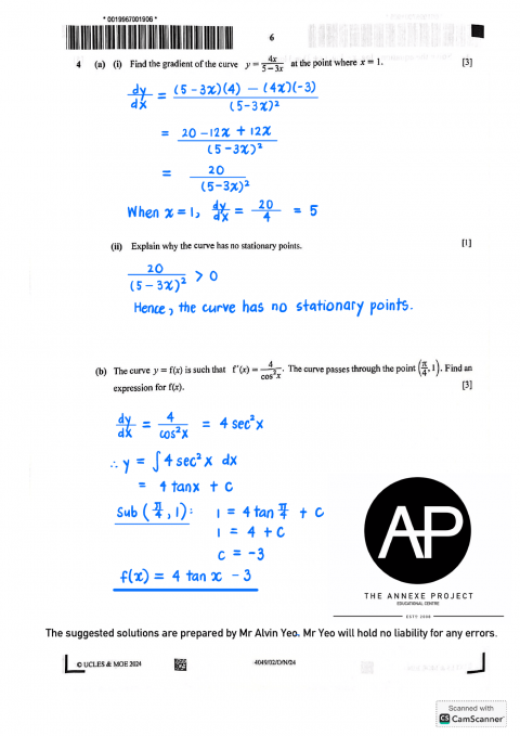 2024 GCE O LEVEL A MATH PAPER 2 SOLUTION - The Annexe Project