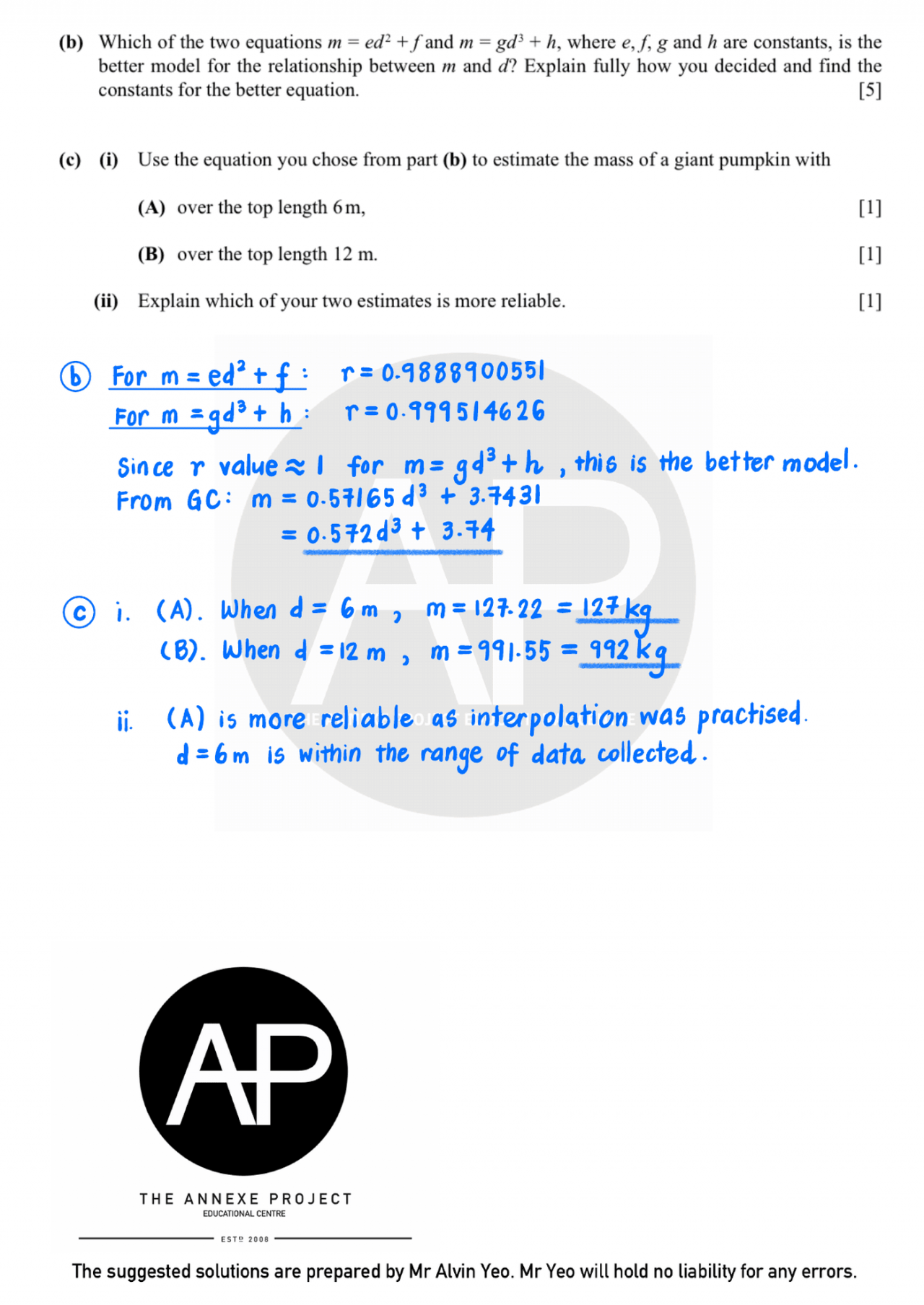 2025 GCE A LEVEL H2 MATHEMATICS SPECIMEN PAPER 2 SOLUTION - The Annexe ...